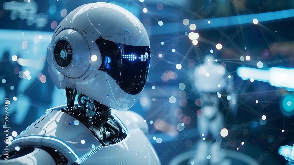 interaction of artificial intelligence and robots Stock Illustration ...
