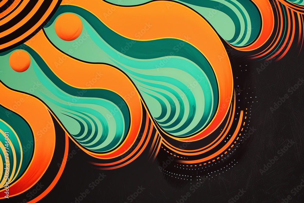 Psychedelic Sunset: 70s Retro Dance Album Cover Art - Vibrant Orange ...