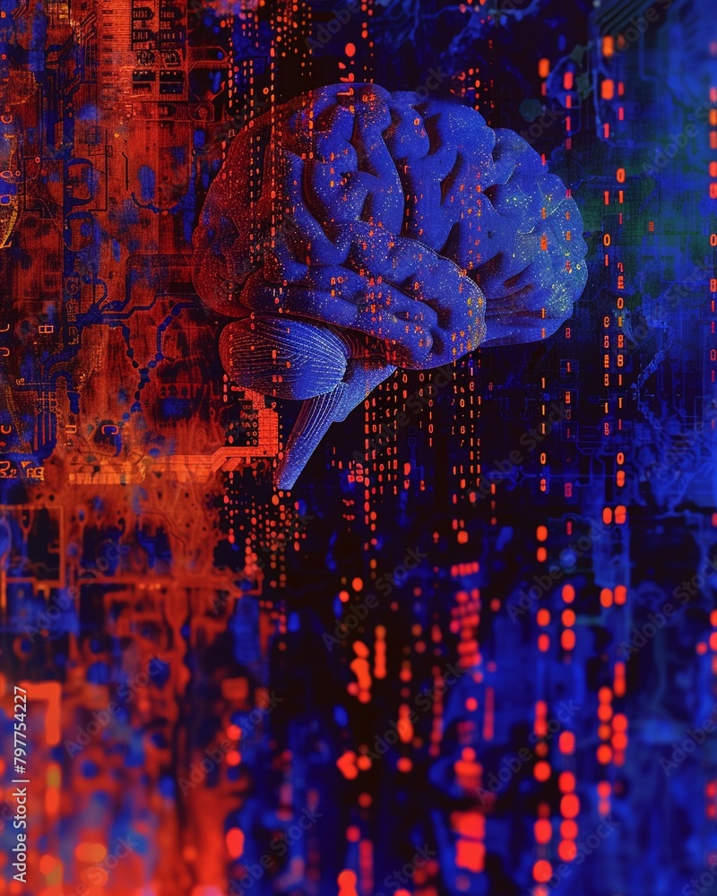 Picture a detailed neural link brain implant concept, showcasing its importance in medical ...