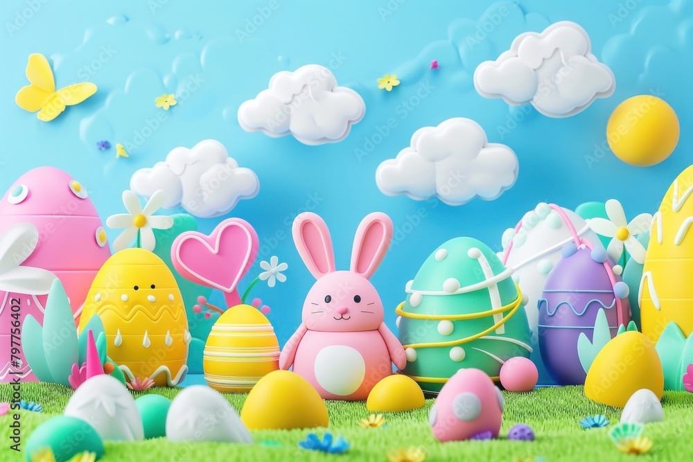 Cute easter background cartoon egg representation. Stock Photo | Adobe ...