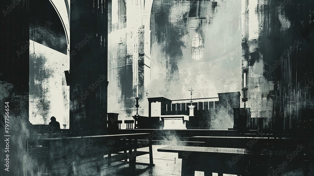 Visualize a person deeply absorbed in prayer, worshipping in the ...