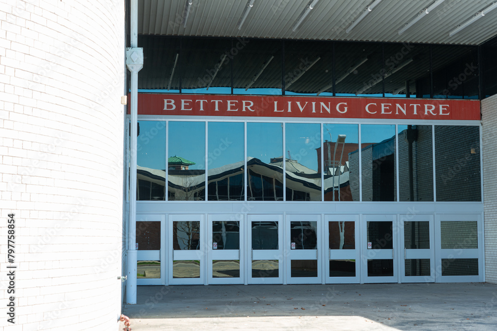 entrance to Better Living Centre, a convention center and exhibition ...