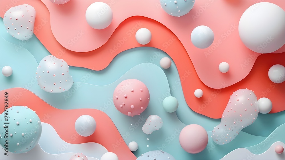 collages combining soft color palettes, curved lines, and playful ...