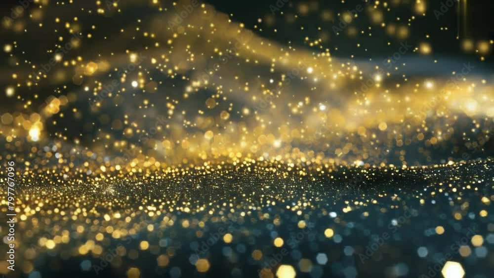 Gold particles abstract background with golden shining stars dust bokeh ...