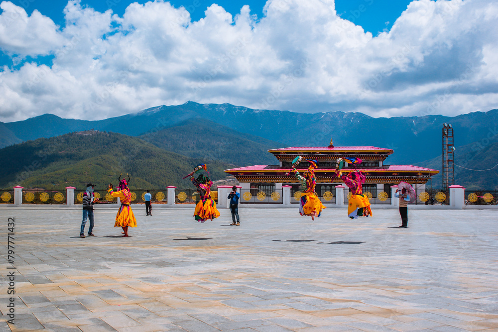 Timphu,Bhutan,Close up Traditional dance and colors in Mongar, Bhutan ...
