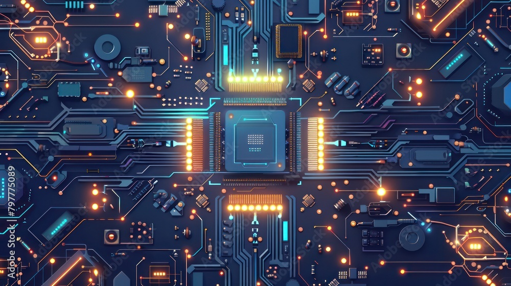 AI computer semiconductor circuit board processor technology background ...