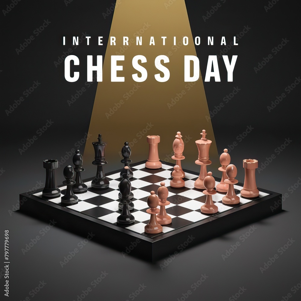 chess day, social media poster, International chess day, illustration ...