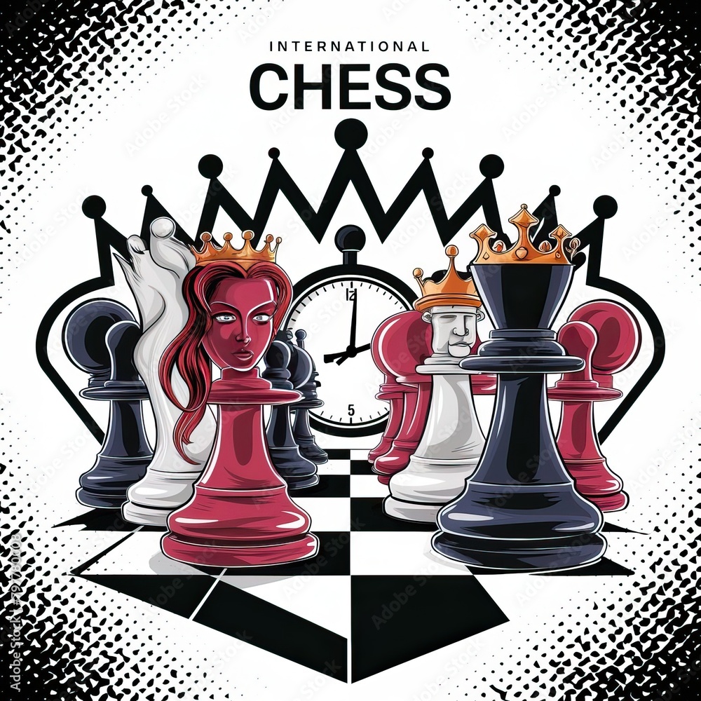 chess day, International chess day, illustration, International chess day poster, July 20. happy ...