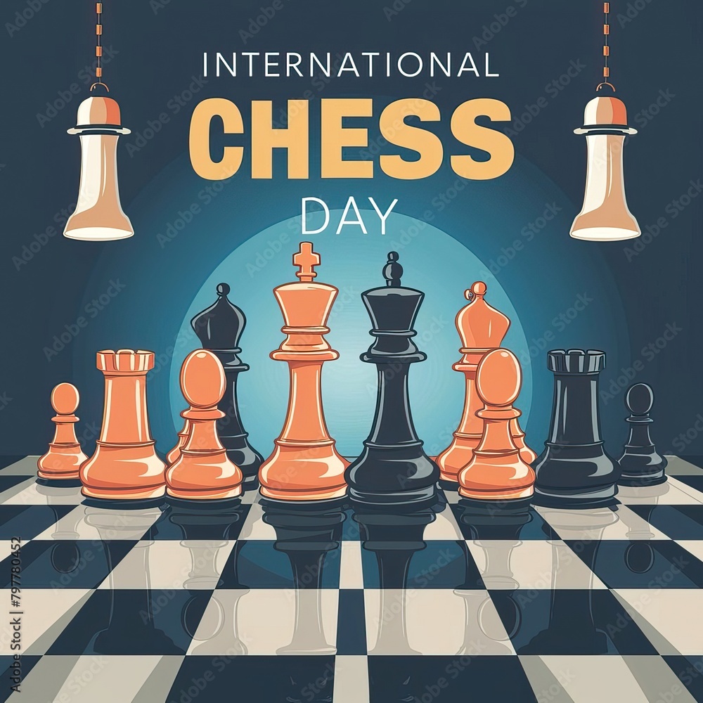 international chess day, illustration, chess day, design, international ...