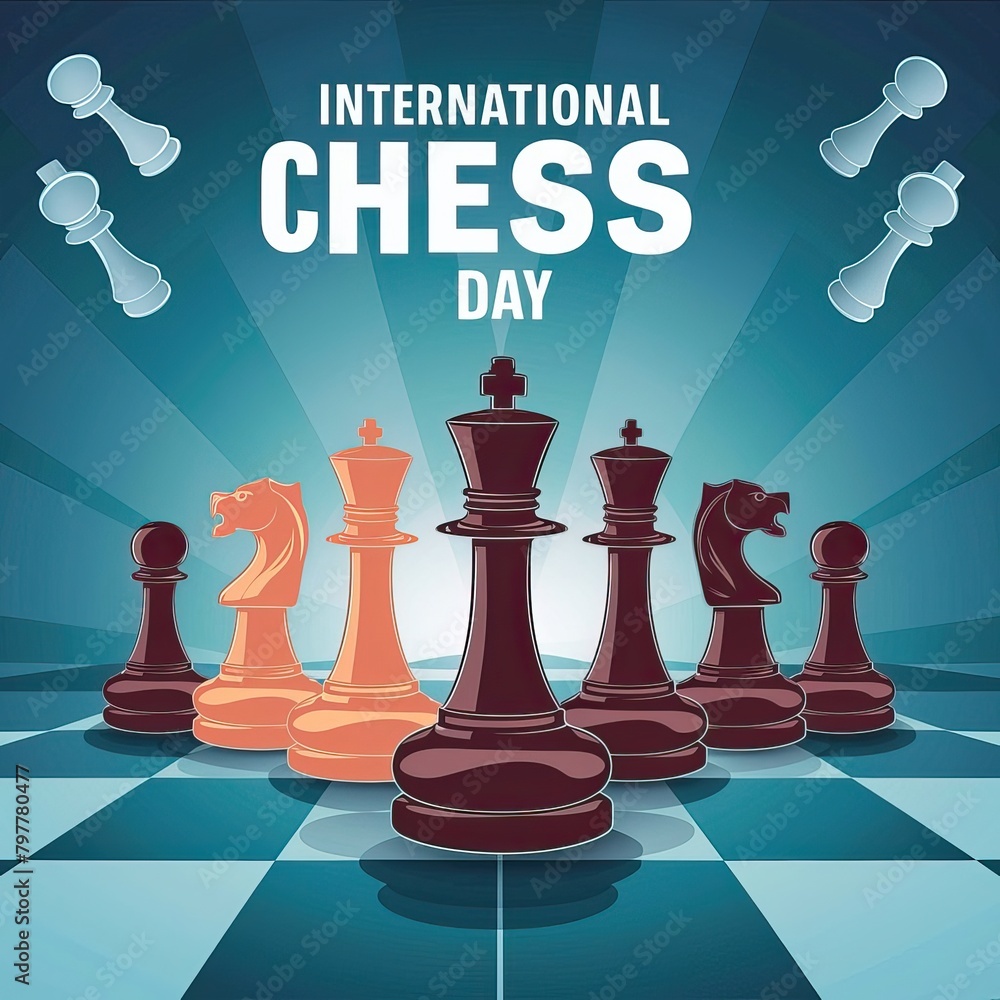 international chess day, illustration, chess day, design, international ...