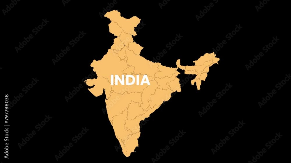 Odisha map animated video. Odisha location in India highlighted colour ...