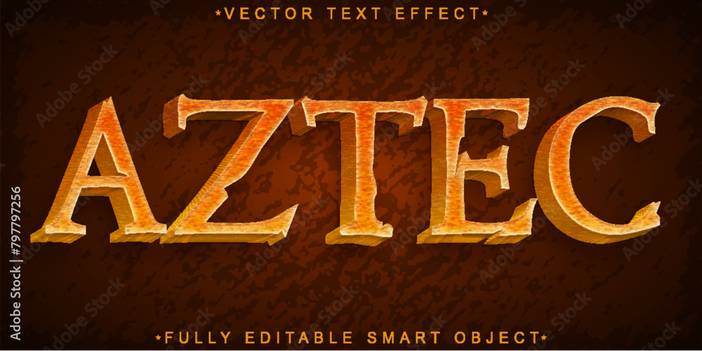 Historical Wooden Aztec Vector Fully Editable Smart Object Text Effect ...