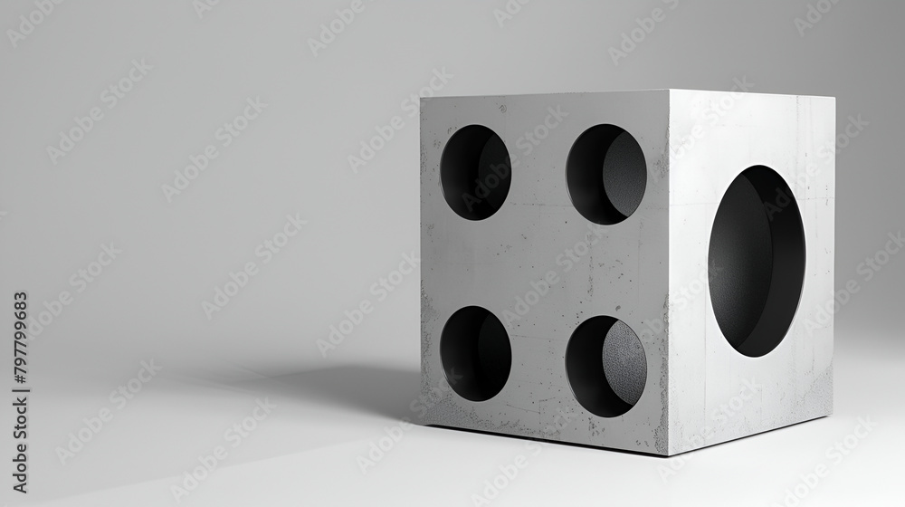 3d geometric structure with holes, showing peek of inside, dice made of ...