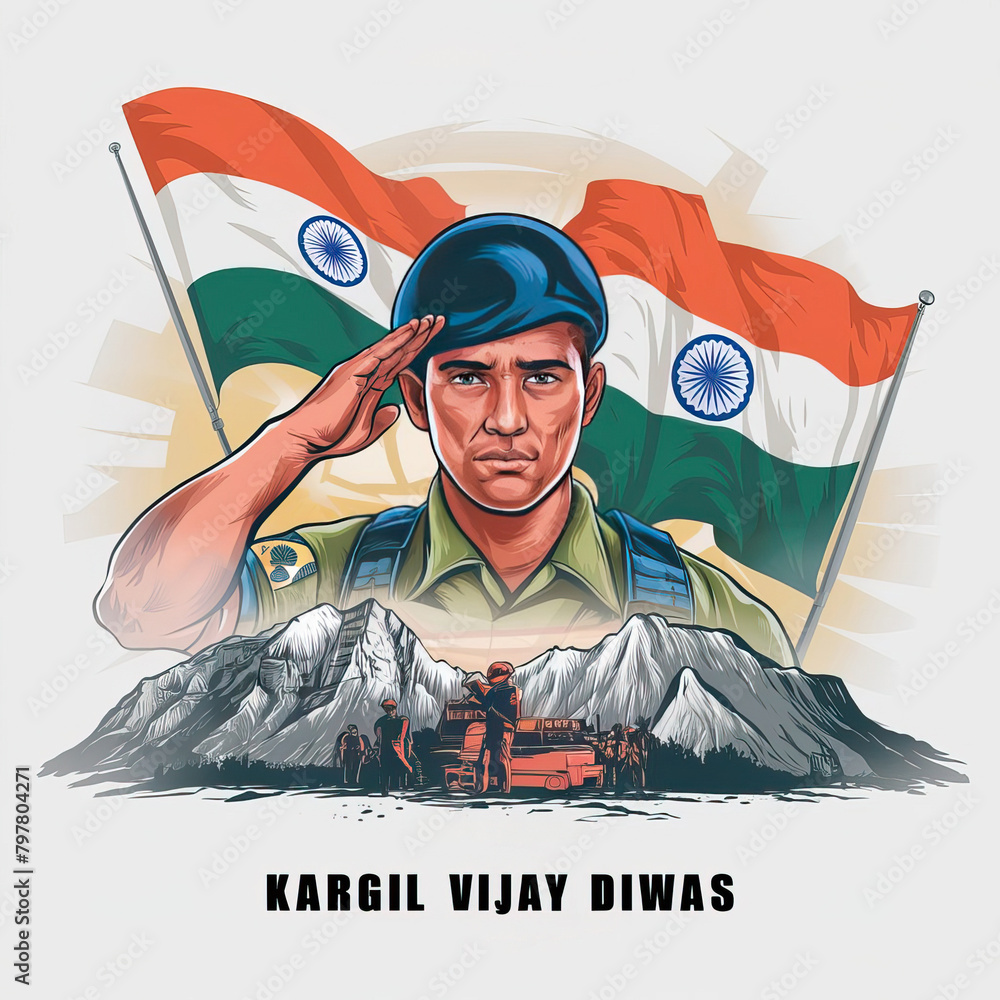 Kargil Vijay, Kargil Vijay Diwas, Kargil Vijay Diwas Poster, Commemoration Day. 26th July, Happy ...