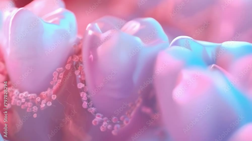 An artistic representation of bacteria invading the oral cavity ...