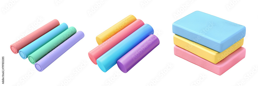 PNG chalk 3d icons and objects collection, in cartoon style minimal on ...