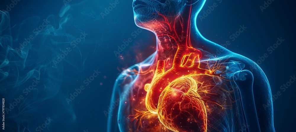 Human heart attack stroke organ on x-ray visual. Cardiovascular science ...
