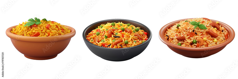 PNG plate of Biryani Rice 3d icons and objects collection, in cartoon ...