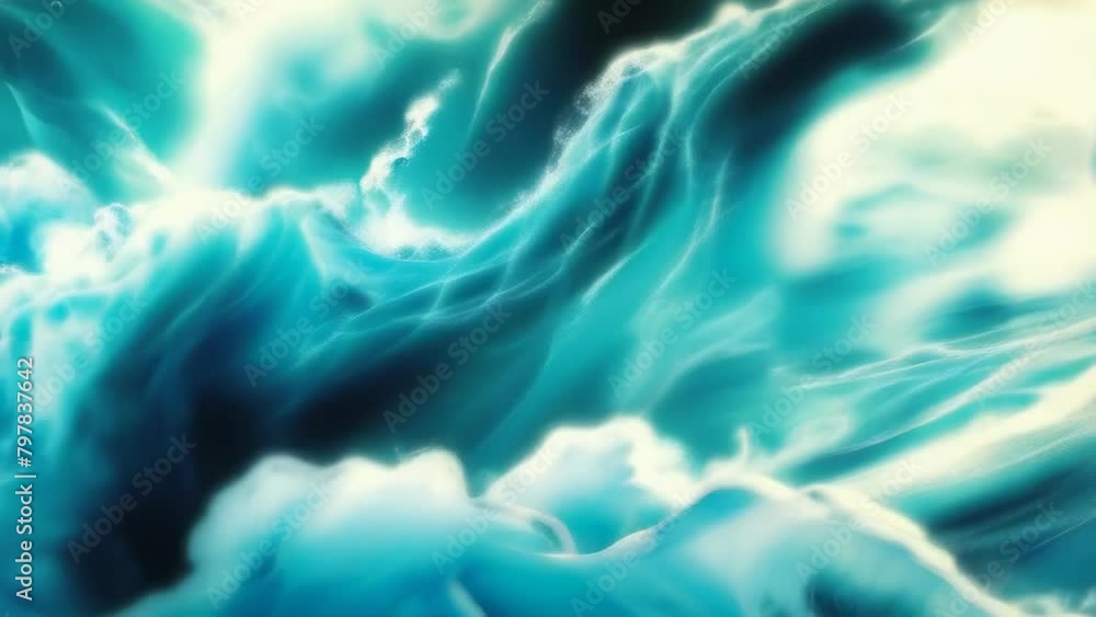 Vidéo Stock Abstract swirling patterns of aquamarine and gold create a ...