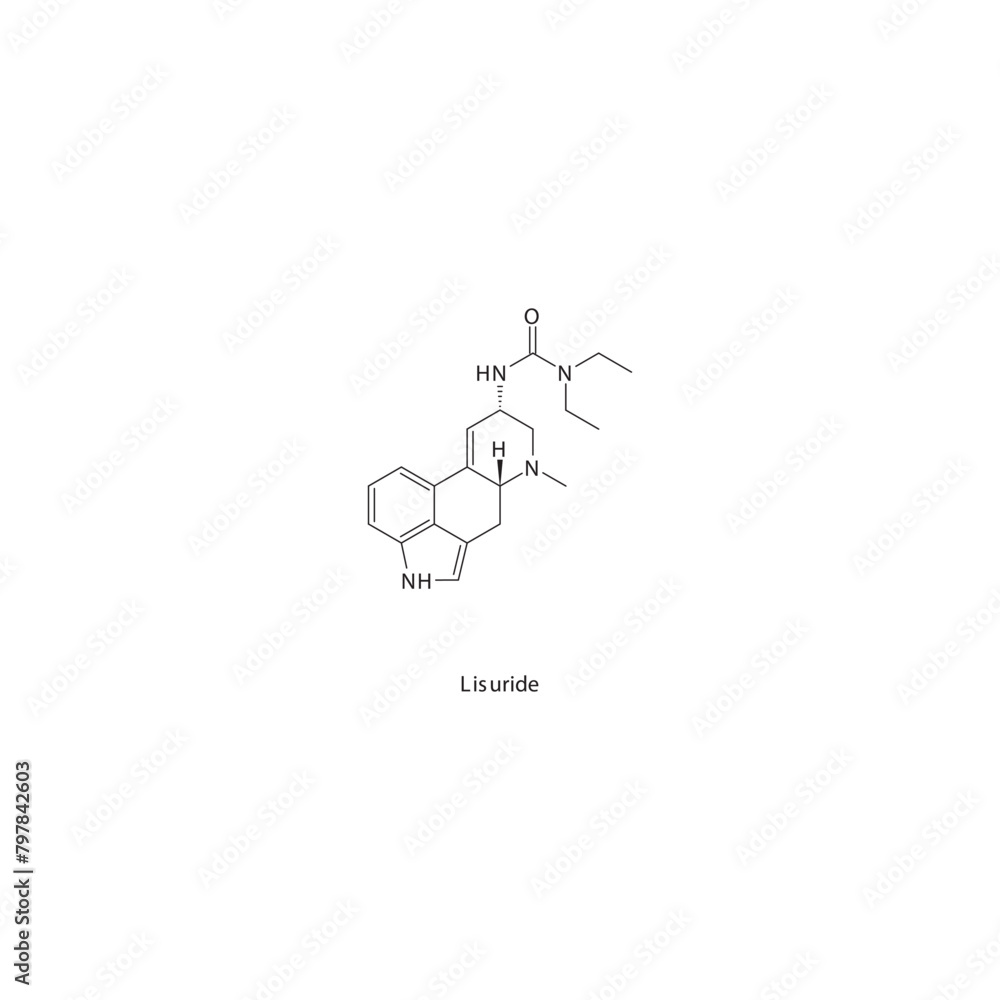Lisuride flat skeletal molecular structure Dopamine agonist - ergoline ...