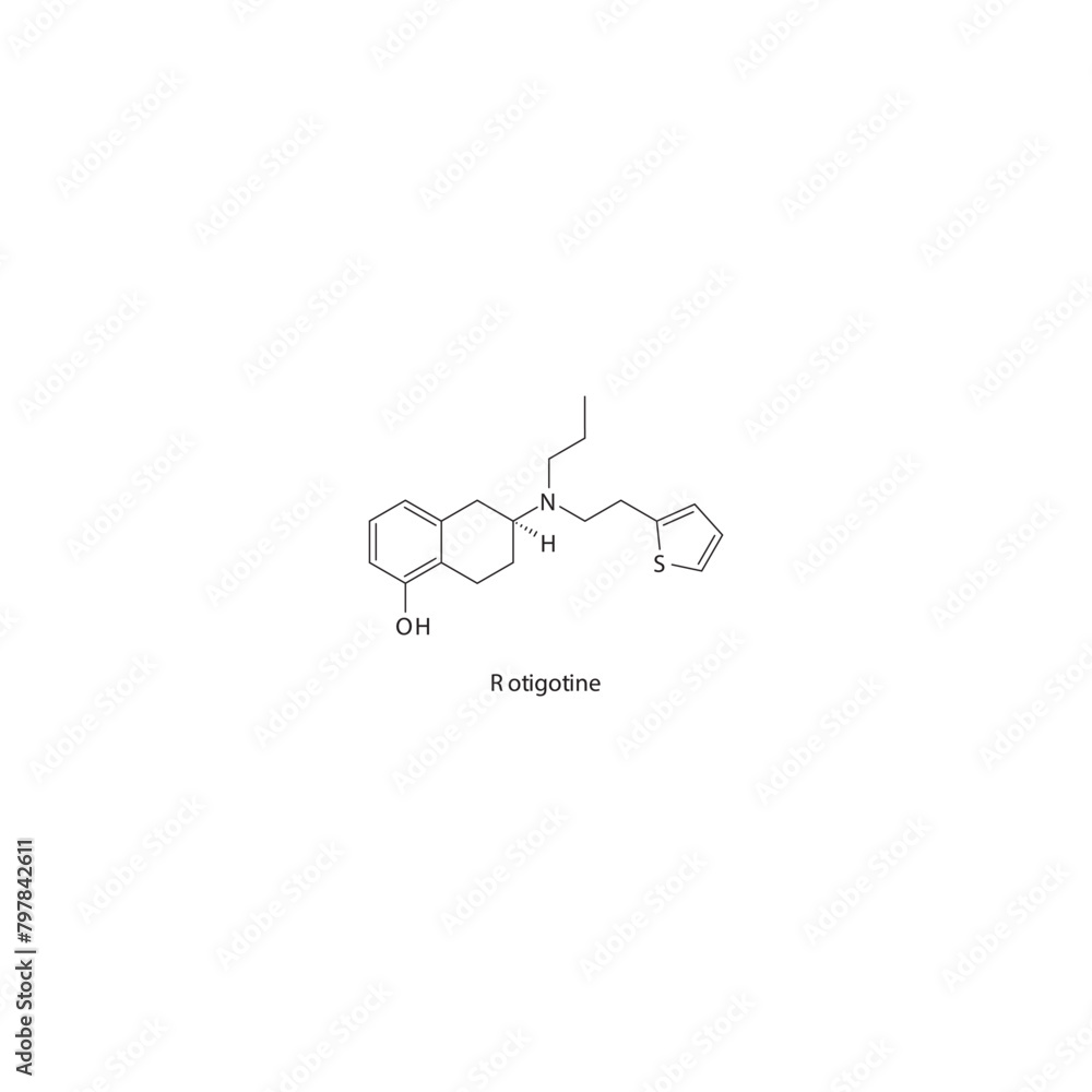 Rotigotine flat skeletal molecular structure Dopamine agonist - non ...