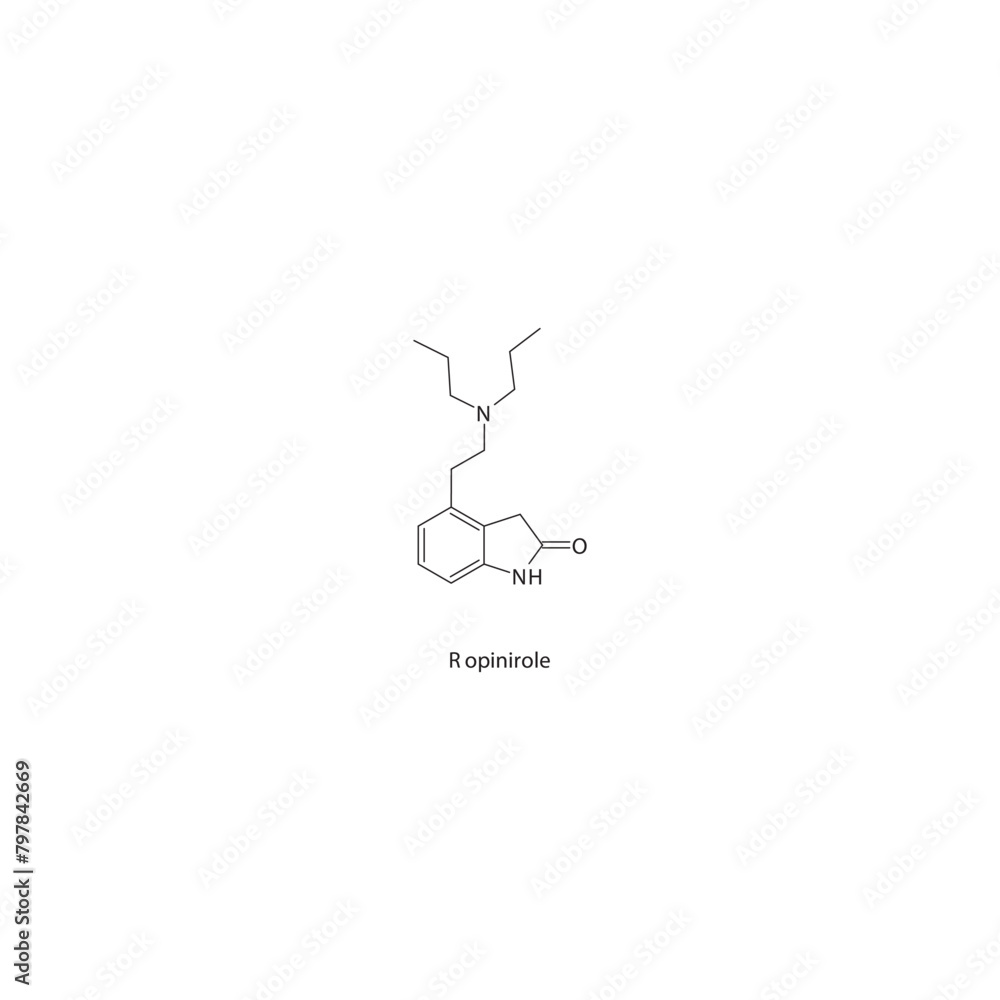 Ropinirole flat skeletal molecular structure Dopamine agonist - non ...