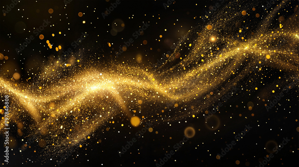 Abstract gold arrangements with gold elements. Golden sand splattered ...