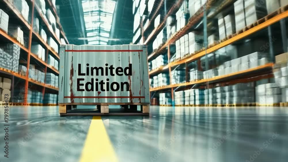 Cargo container marked 'Limited Edition' stands out on the glossy floor ...