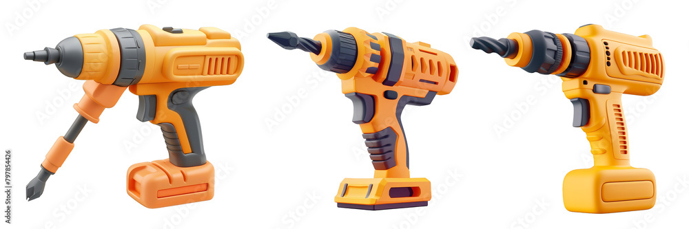 PNG construction drill 3d icons and objects collection, in cartoon ...
