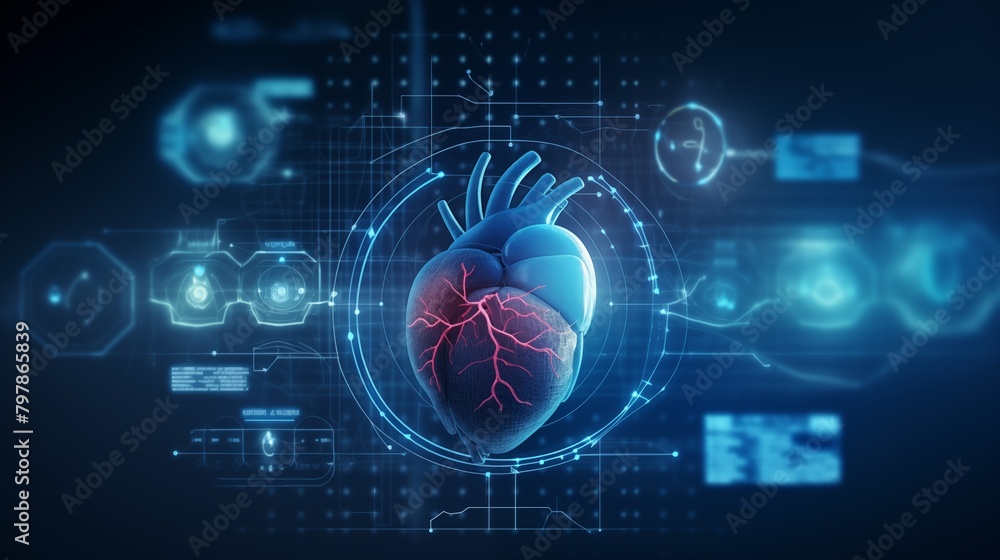 futuristic medical research or heart cardiology health care with ...