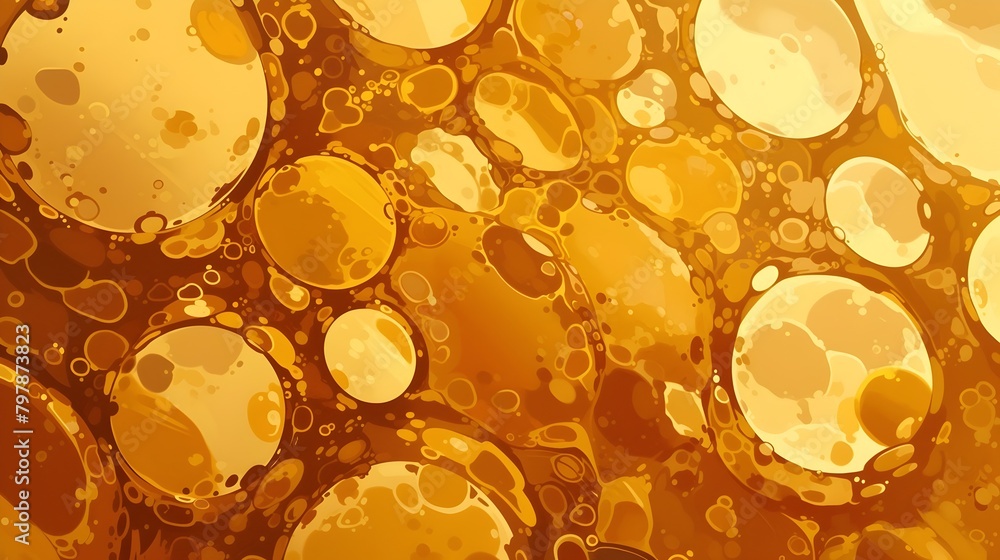 Fermentation Bubbles and Yeast Cells in Warm Earthy Tones with Vintage ...