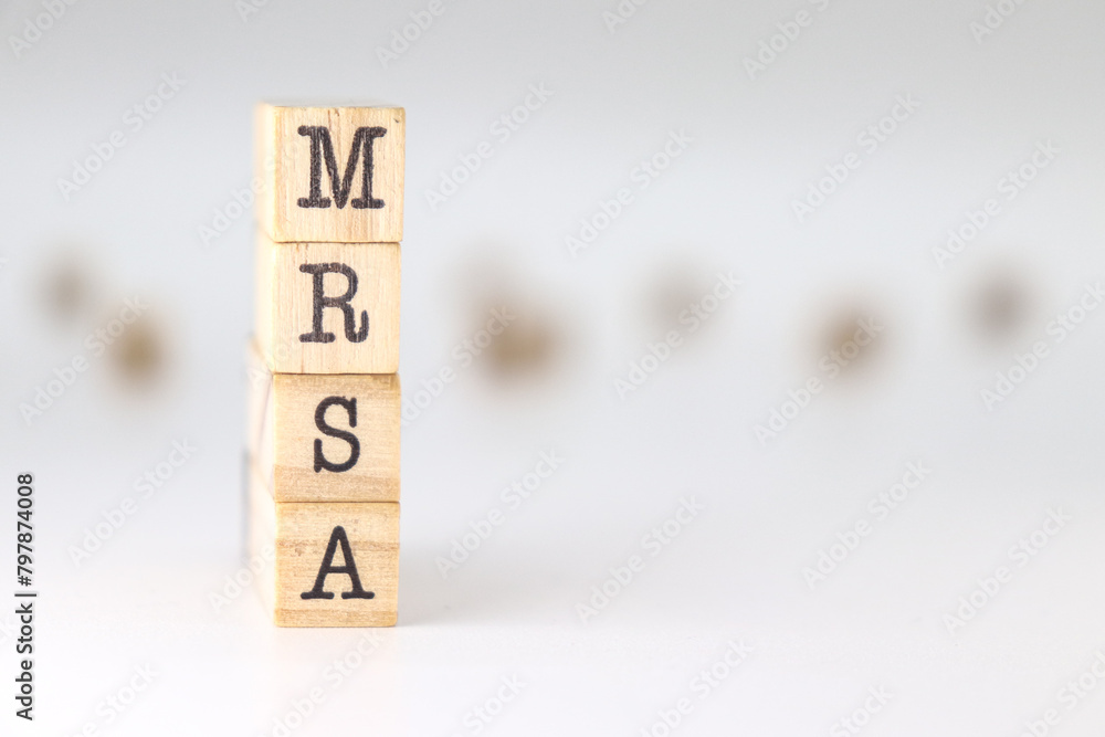 MRSA Methicillin-resistant Staphylococcus Aureus on white background ...