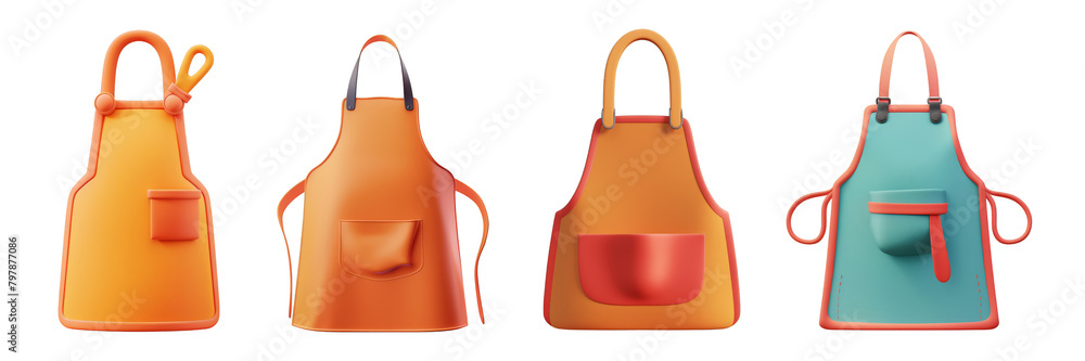 PNG apron 3d icons and objects collection, in cartoon style minimal on ...