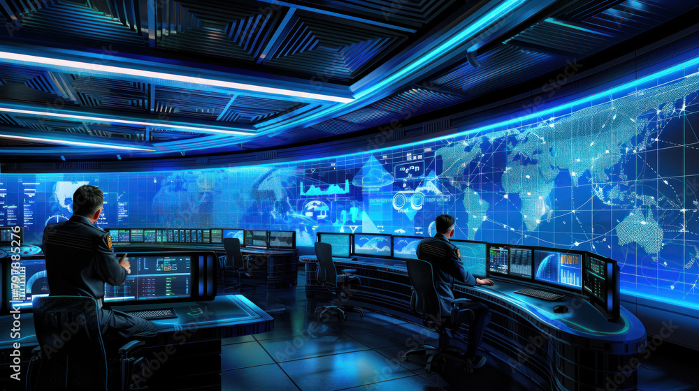 Global operations control room, government special forces command ...
