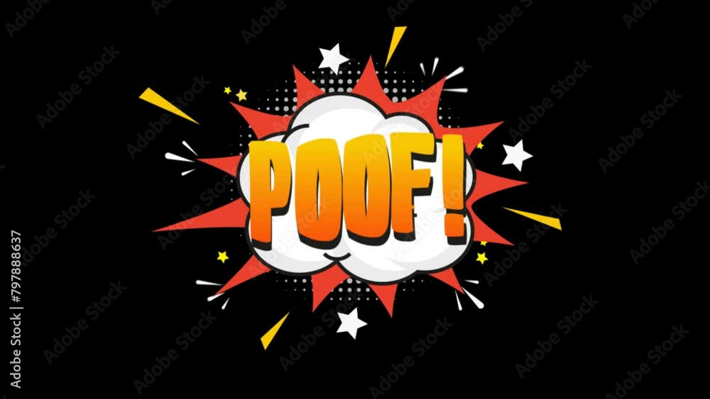 POOF - Comic strip cartoon animation Pop Art text message video 4K ...