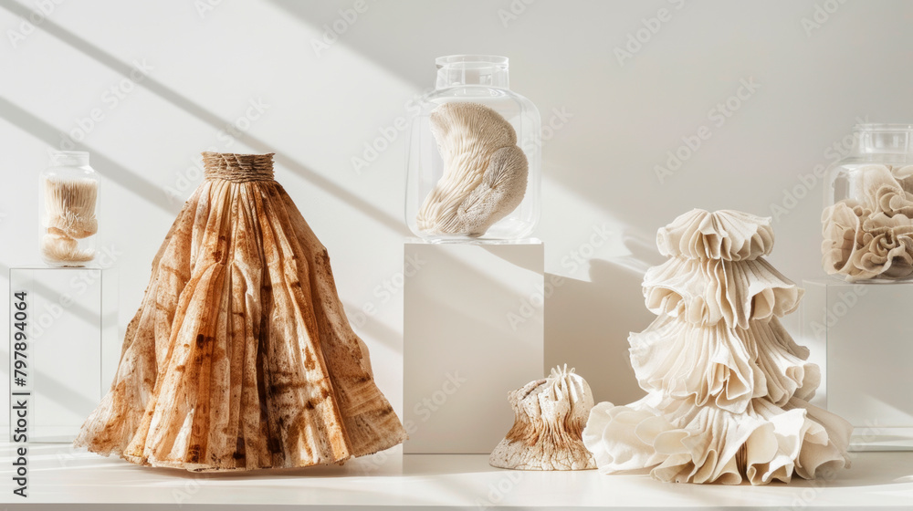 Mushroom Mycelium Fiber Skirts Showcase Sustainable Fashion. Eco-Chic ...