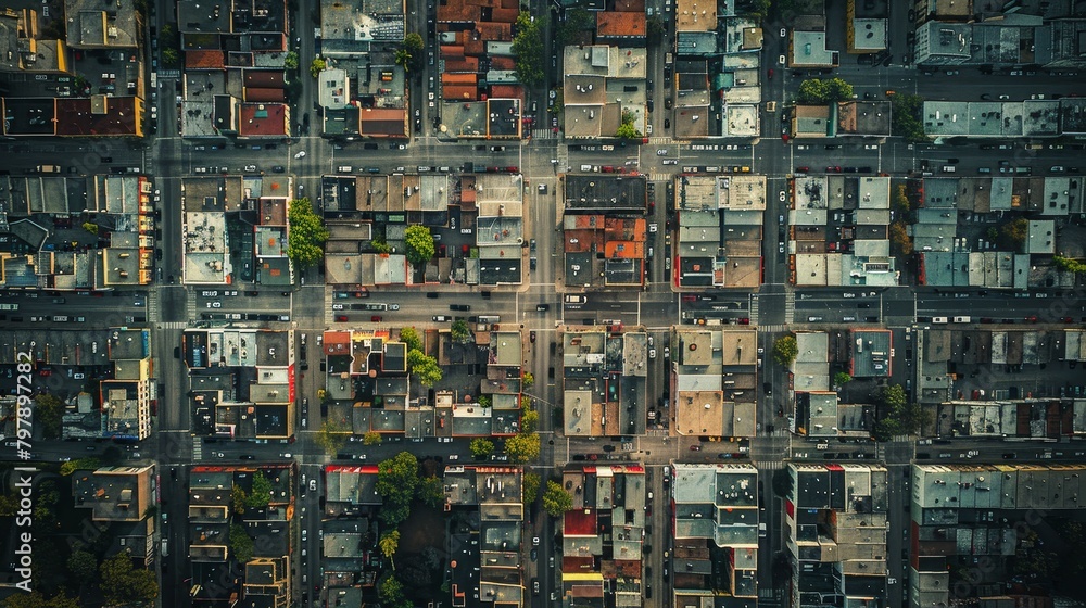 Grid Structure: A photo of an aerial view of a city Stock Illustration ...