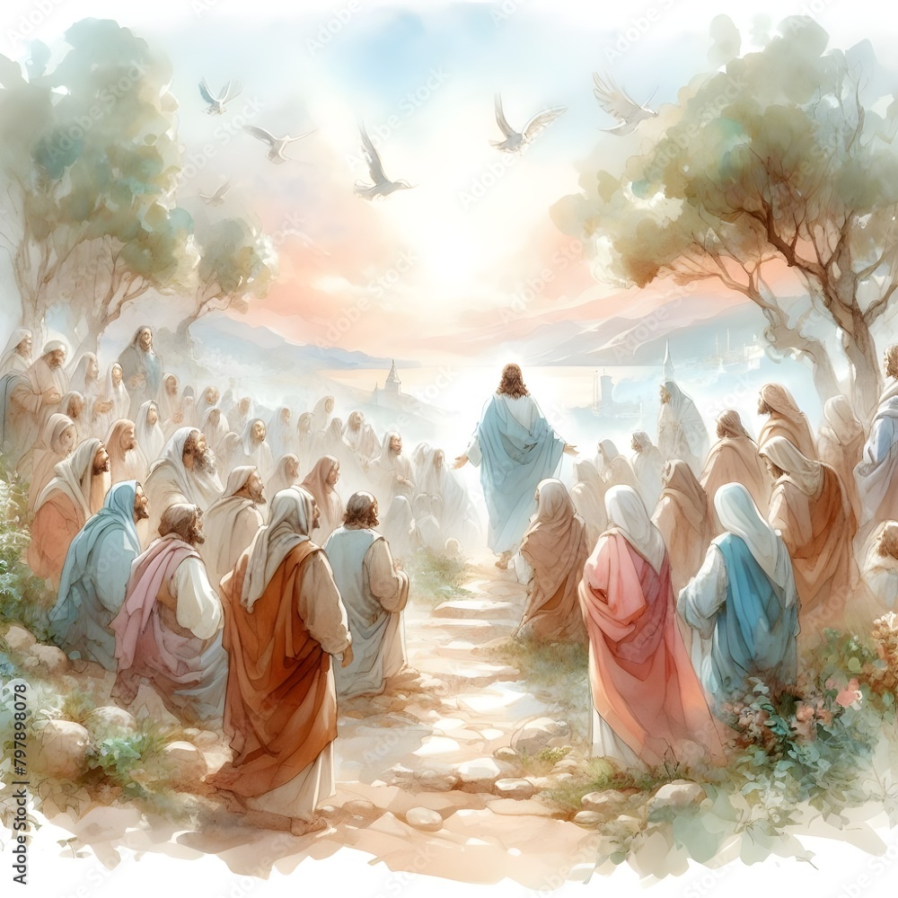 Jesus preaching in Galilee and gathering his disciples, Sermon on the ...