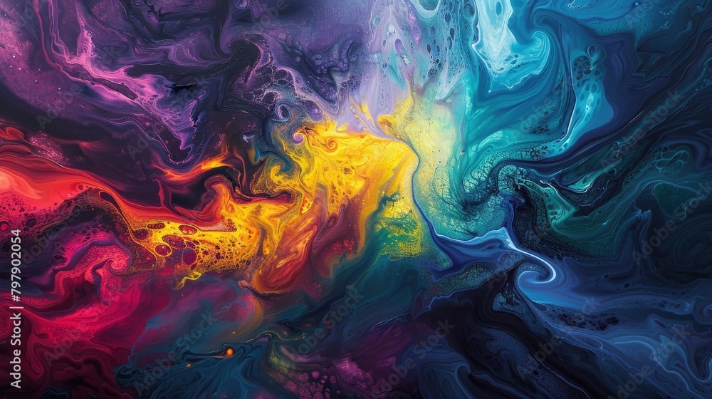 Abstract painting resembling an aurora borealis in the style of a ...