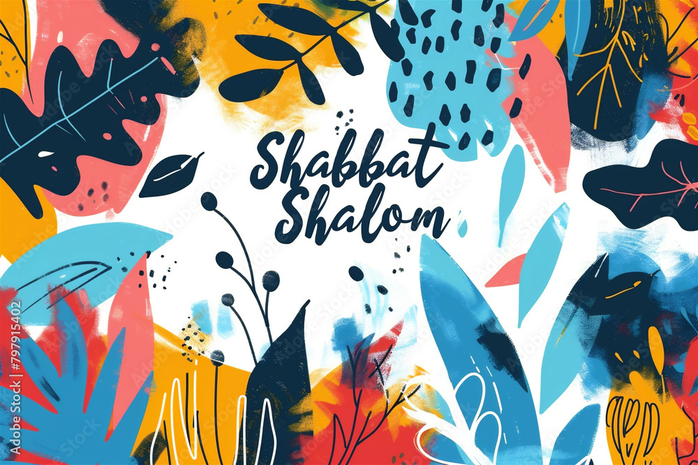 Shabbat Shalom or Shabbat of peace in Hebrew. Hand written text on ...