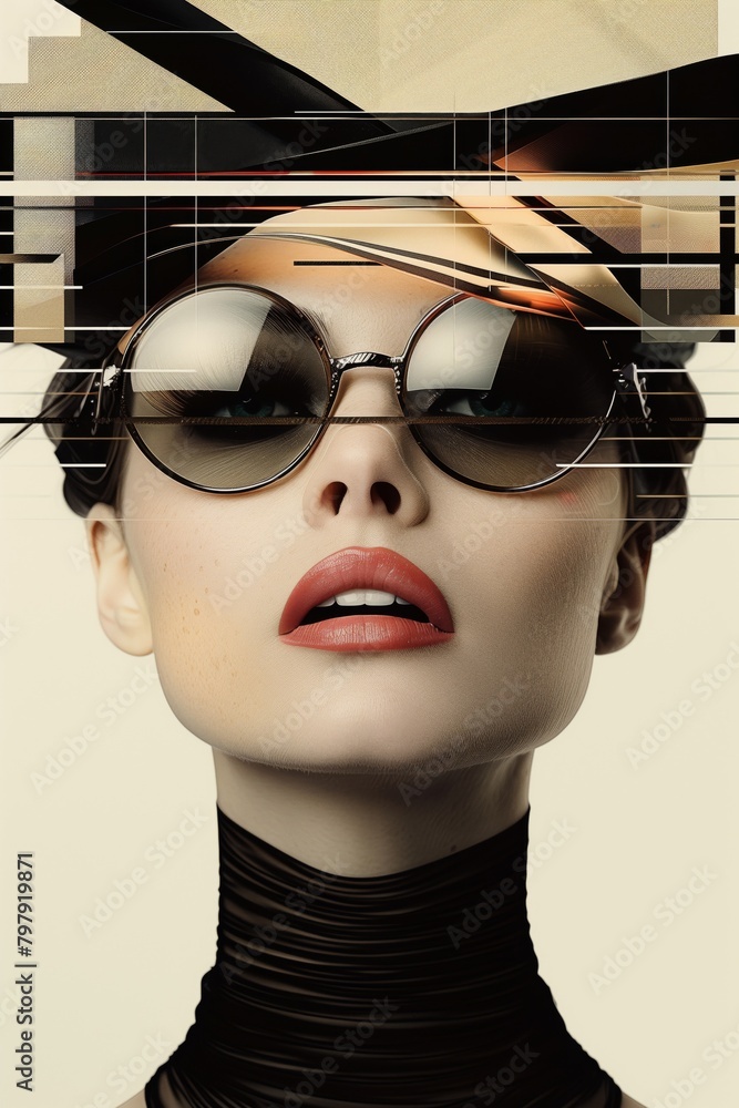 Fashionable retro collage with glamorous woman: stylish vintage collage ...