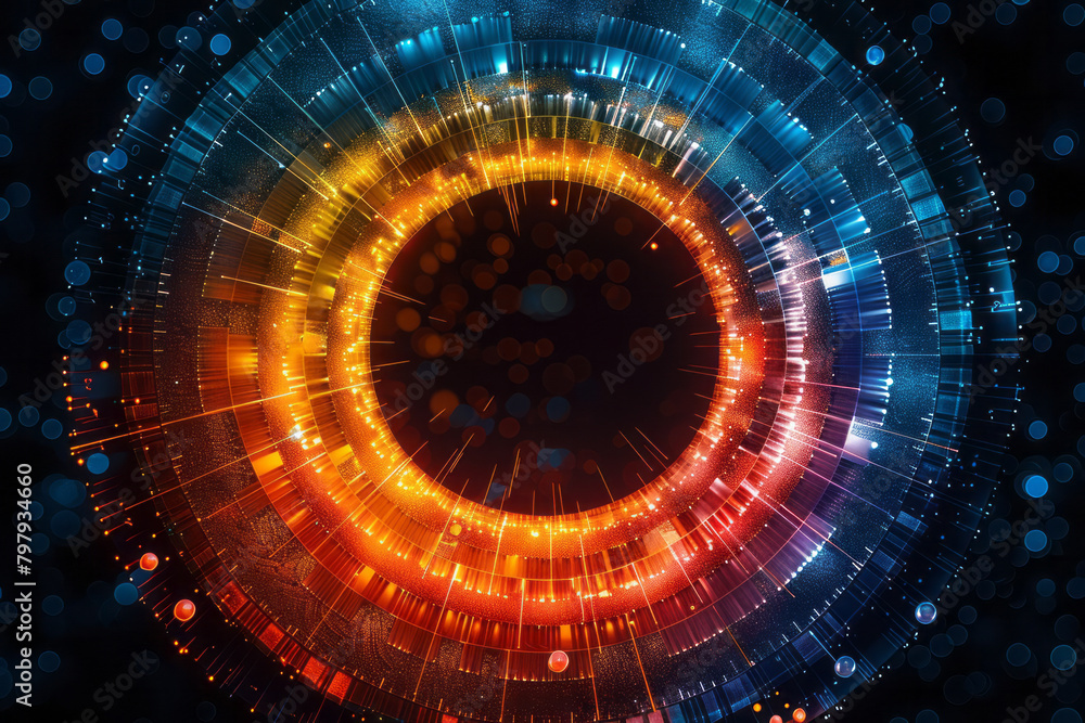 A circular heatmap of social media activity hours, glowing with ...