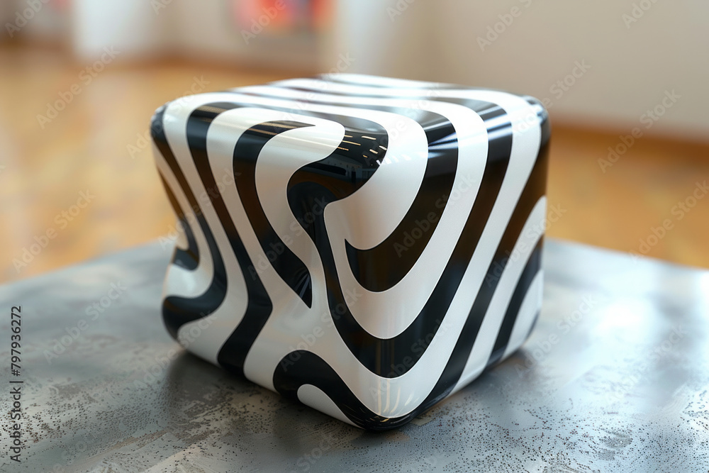 An optical illusion where intersecting stripes create the appearance of ...