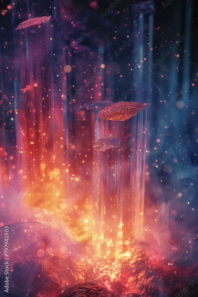 A representation of a quantum teleportation experiment, with particles ...