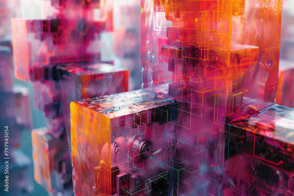 An abstract portrayal of quantum computing operations, with quantum ...