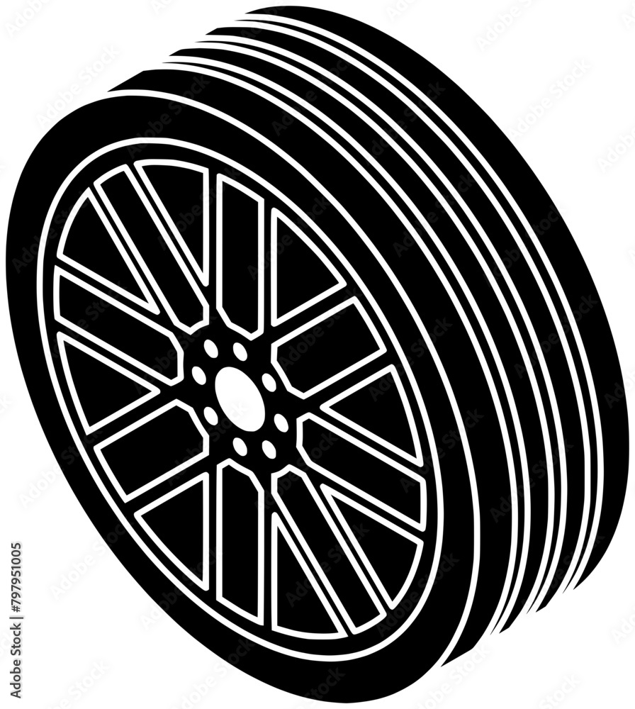 car illustration wheel silhouette race logo speed icon sport outline ...