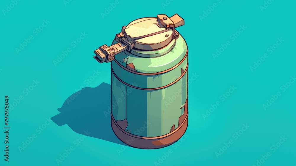 Cartoon illustration of a canister icon in 2d format designed for web ...