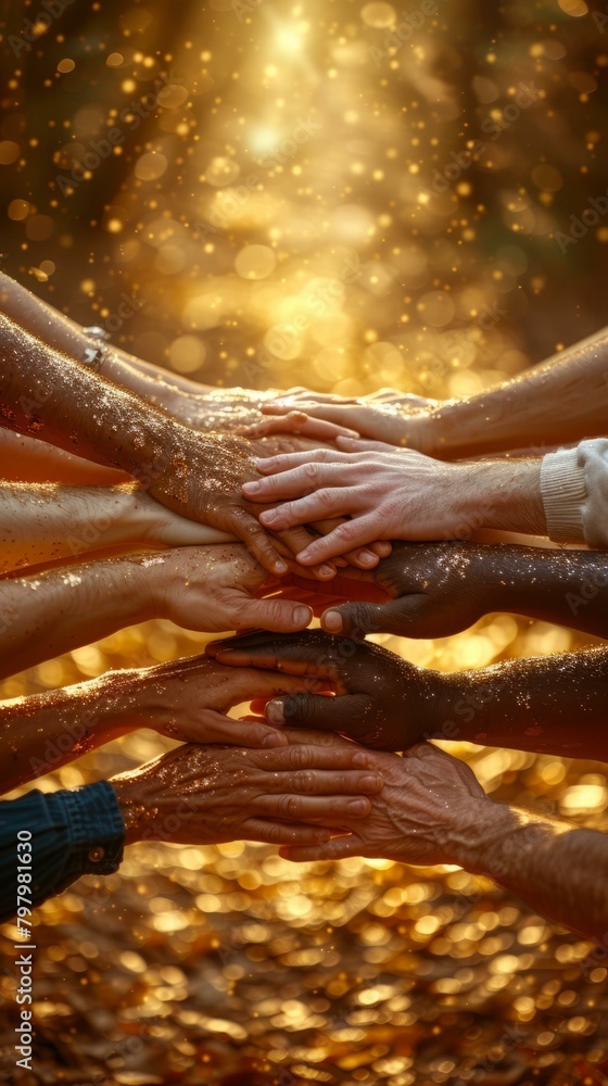 b'A group of diverse hands coming together in unity' Stock Illustration ...