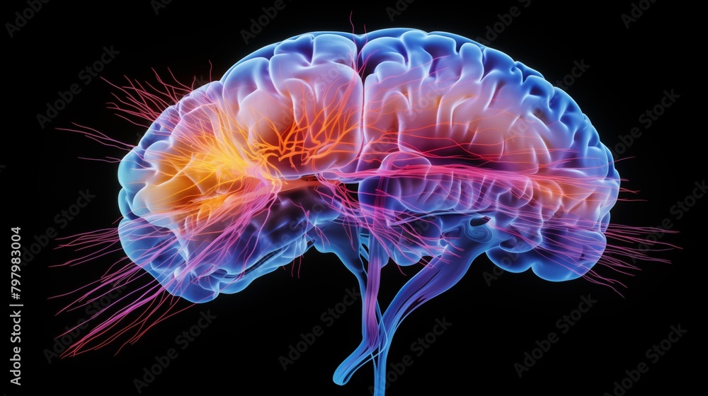 brain scan image depicts intricate neurological activity patterns ...