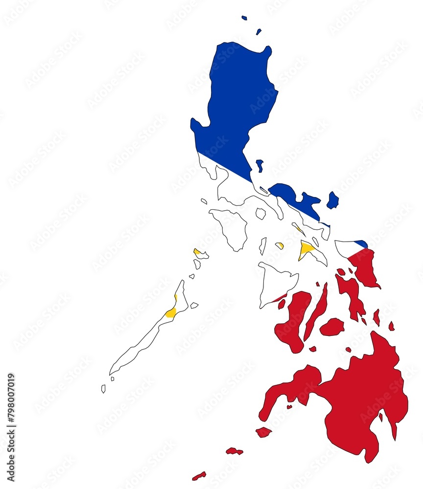 Outline of the map of Philippines with regions Stock Illustration ...